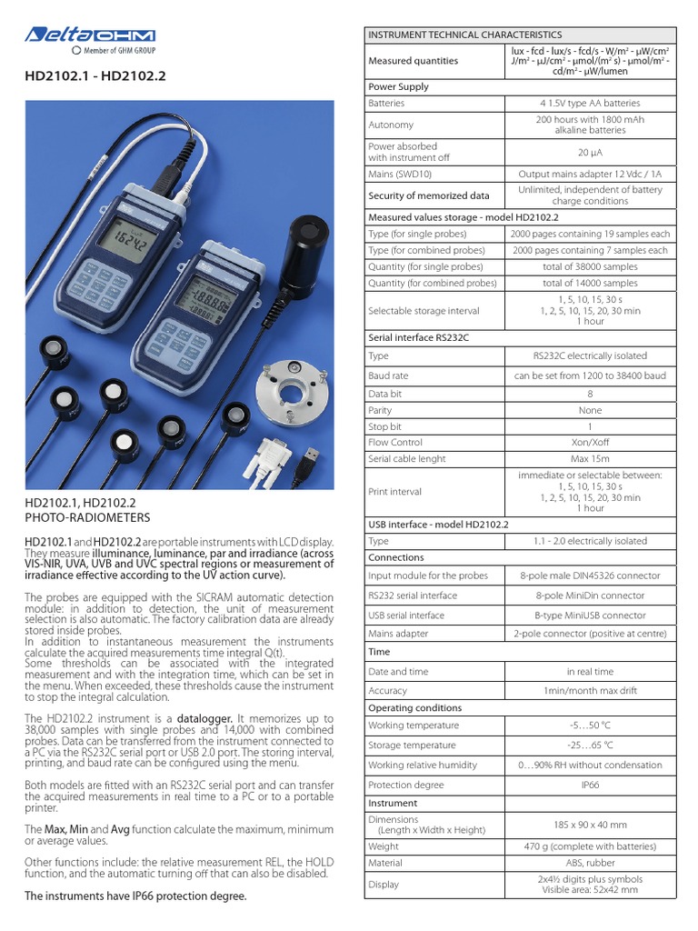 HD2102.1 - HD2102.2: HD2102.1, HD2102.2 Photo-Radiometers | PDF ...