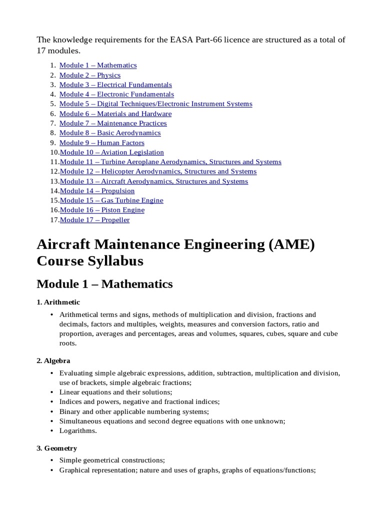 EASA Part-66 Modules (17 Modules) | PDF