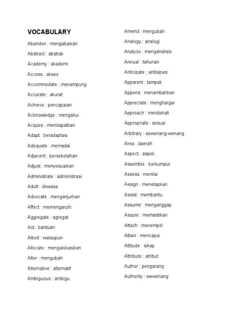 Vocabulary | PDF