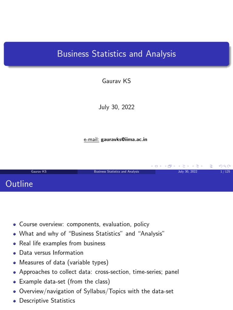 Bsa s01 s02 Ppt-In-class | PDF | Level Of Measurement | Statistics