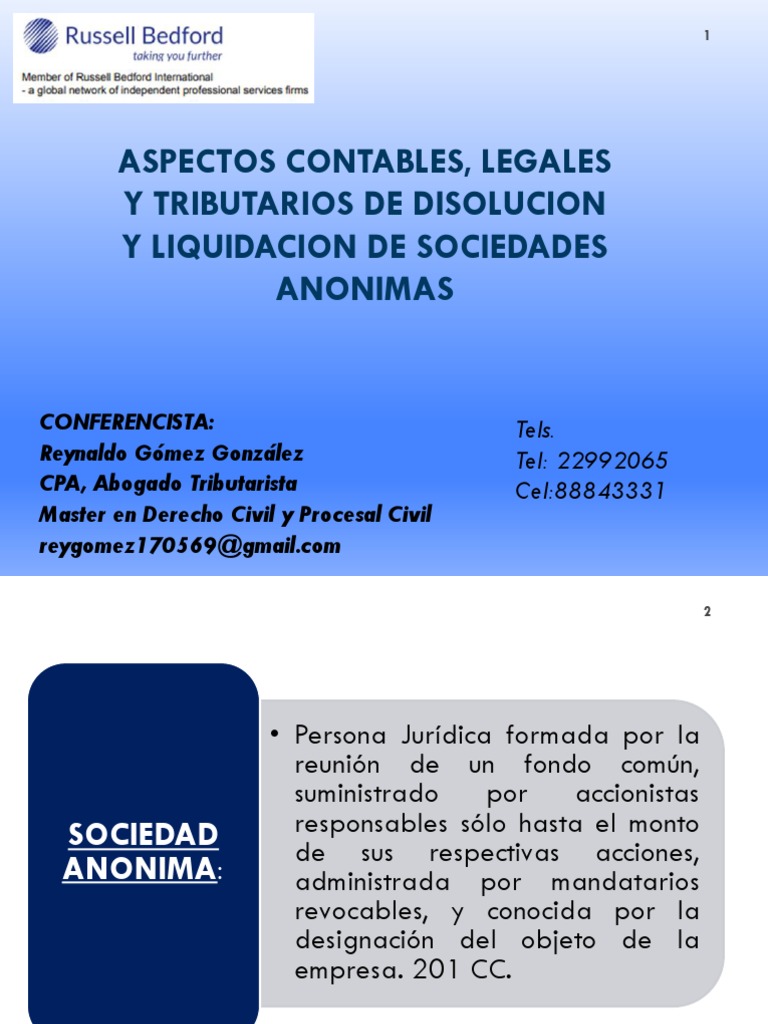 Aspectos Contables, Legales y Tributarios en Disolucion y Liquidacion ...