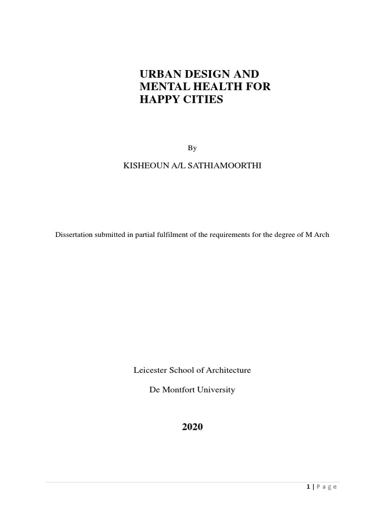 Urban Design and Mental Health For Happy Cities | PDF | Happiness ...