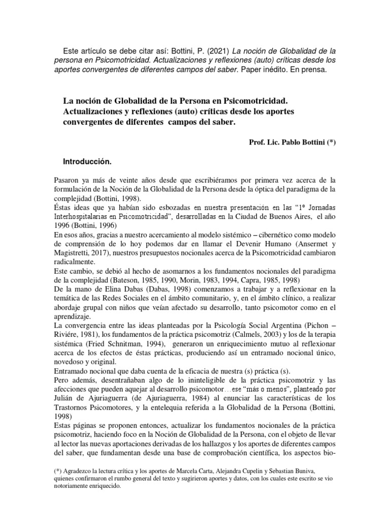 Bottini. Texto Nuevo de Lectura Obligatoria. Repensando La Globalidad ...