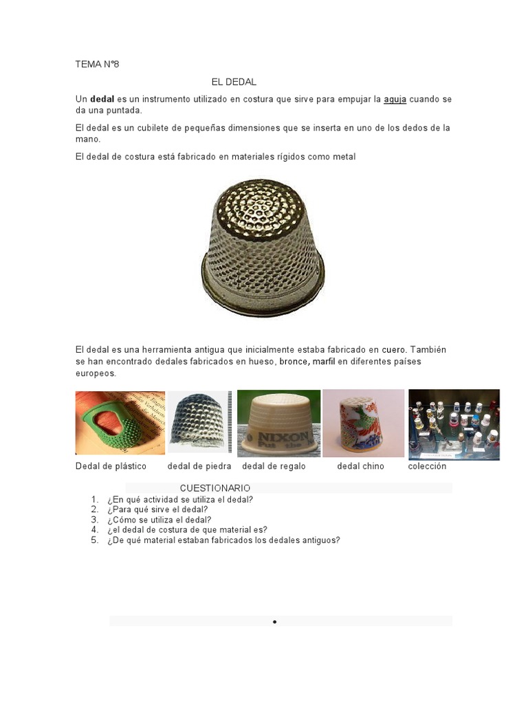 Tema El Dedal para 2do | PDF | Arte | Estilo de vida