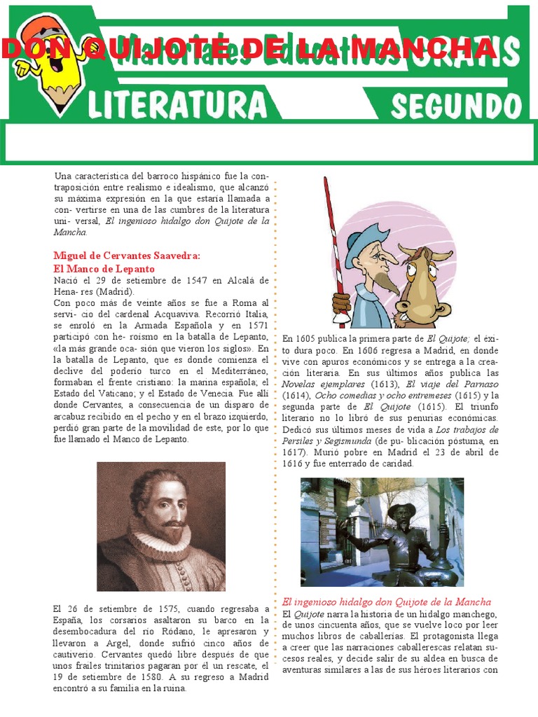 Don Quijote de La Mancha para Segundo Grado de Secundaria | PDF | Don ...