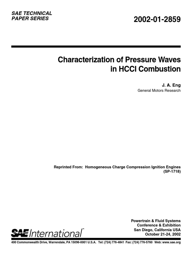 Sae Technical Paper Series: J. A. Eng | PDF | Internal Combustion ...