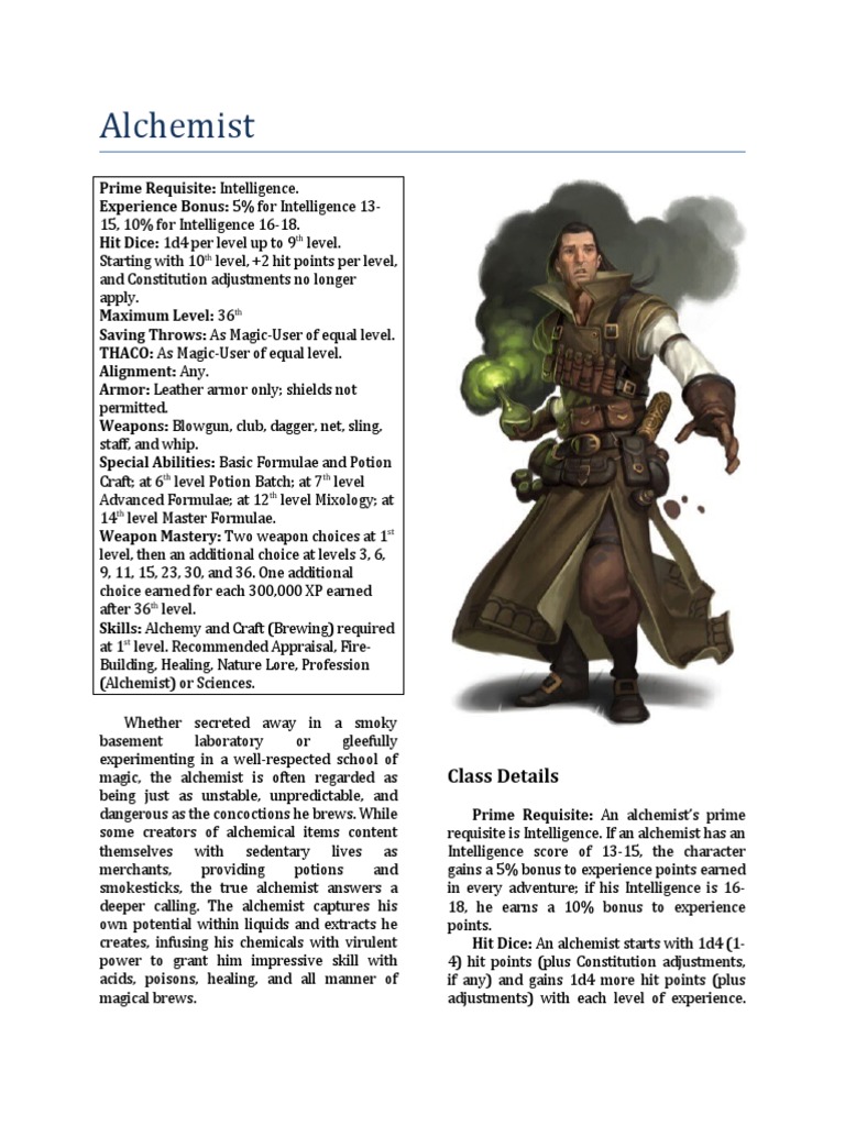 Alchemist: Class Details | PDF | Alchemy | Bomb