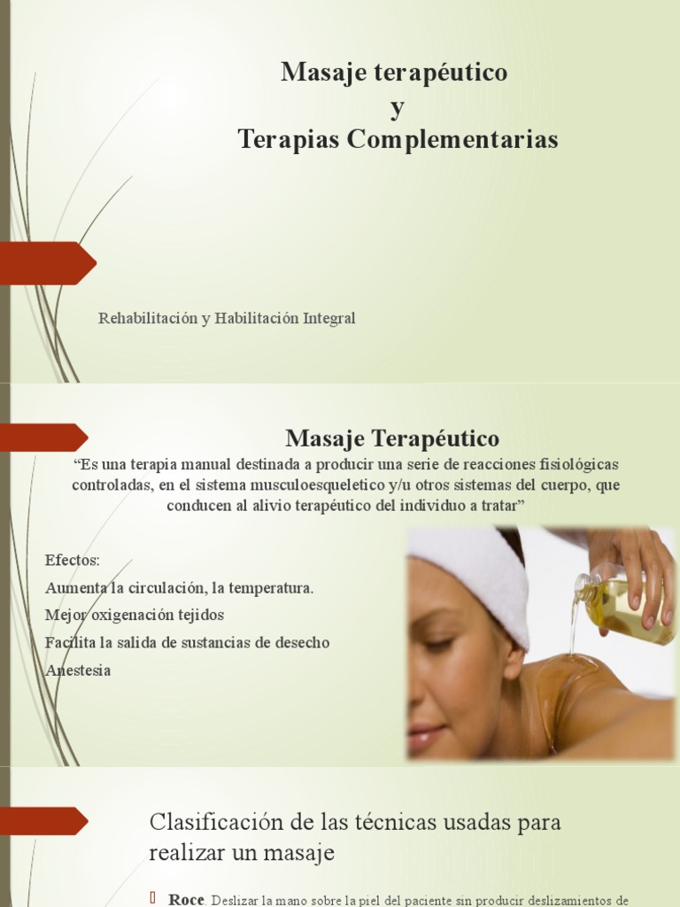 Masaje Terapéutico y Técnicas Específicas | PDF | Masaje | Dolor