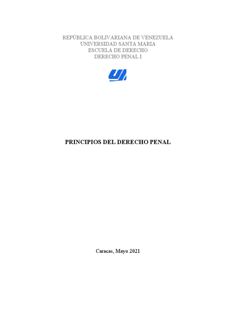 Principios Del Derecho Penal En Venezuela Pdf Derecho Penal Castigos