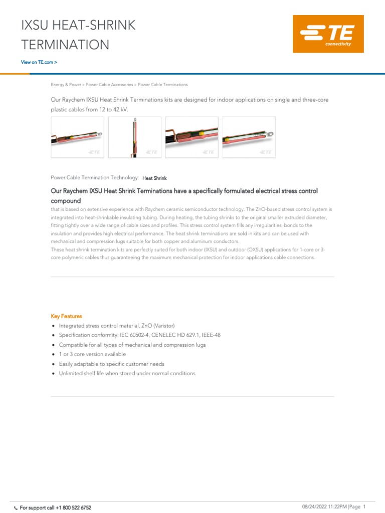 IXSU Heat Shrink Termination Kits | PDF | Insulator (Electricity ...