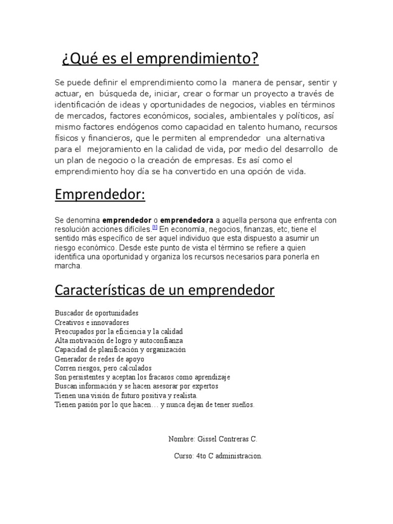Qué Es El Emprendimiento | PDF