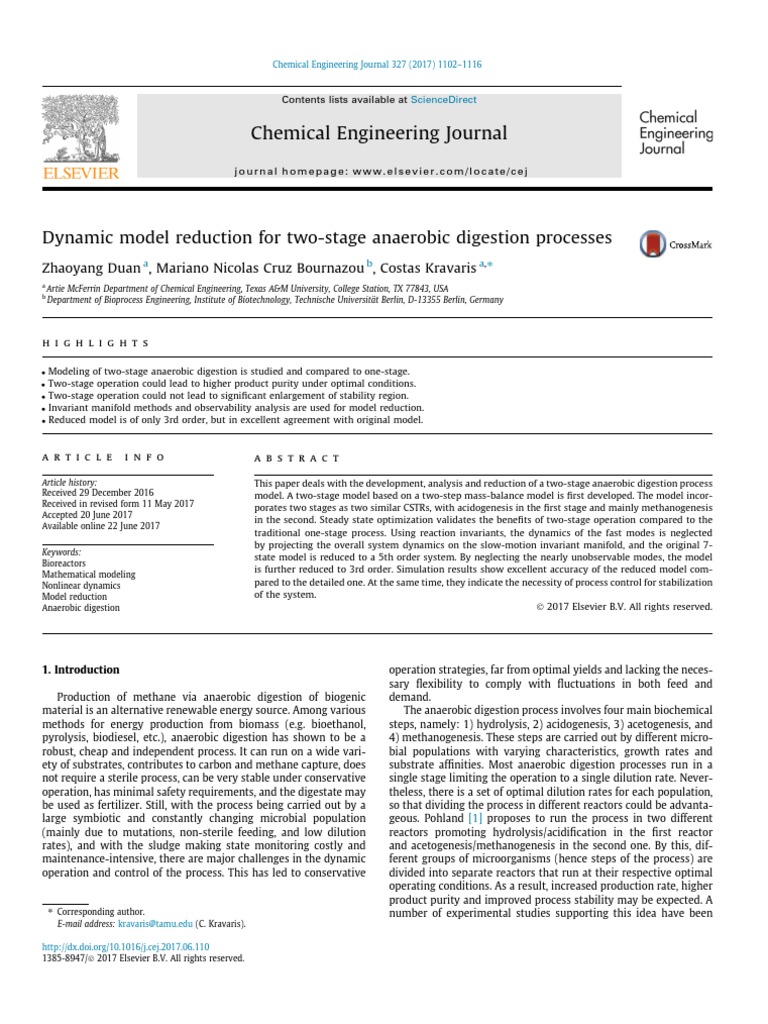 Dynamic Model Reduction For Two Stage Anaerobic Digestion Processes