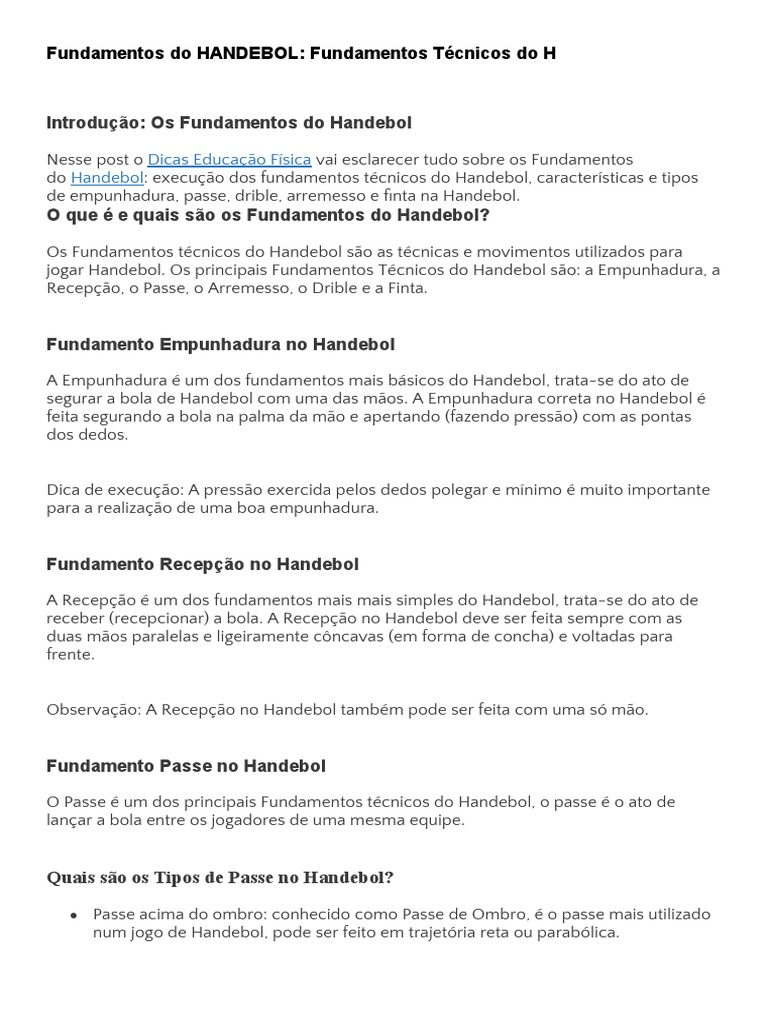 Conceitos Basicos Handebol | PDF | Aprendizado | Tempo🕺 Mergulhe na ... Conceitos Basicos Handebol | PDF | Aprendizado | Tempo🕺 Mergulhe na ...