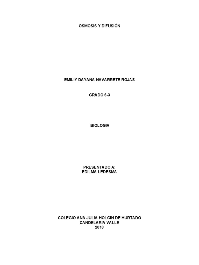 Osmosis y Difusión Emily | PDF | Ósmosis | Agua