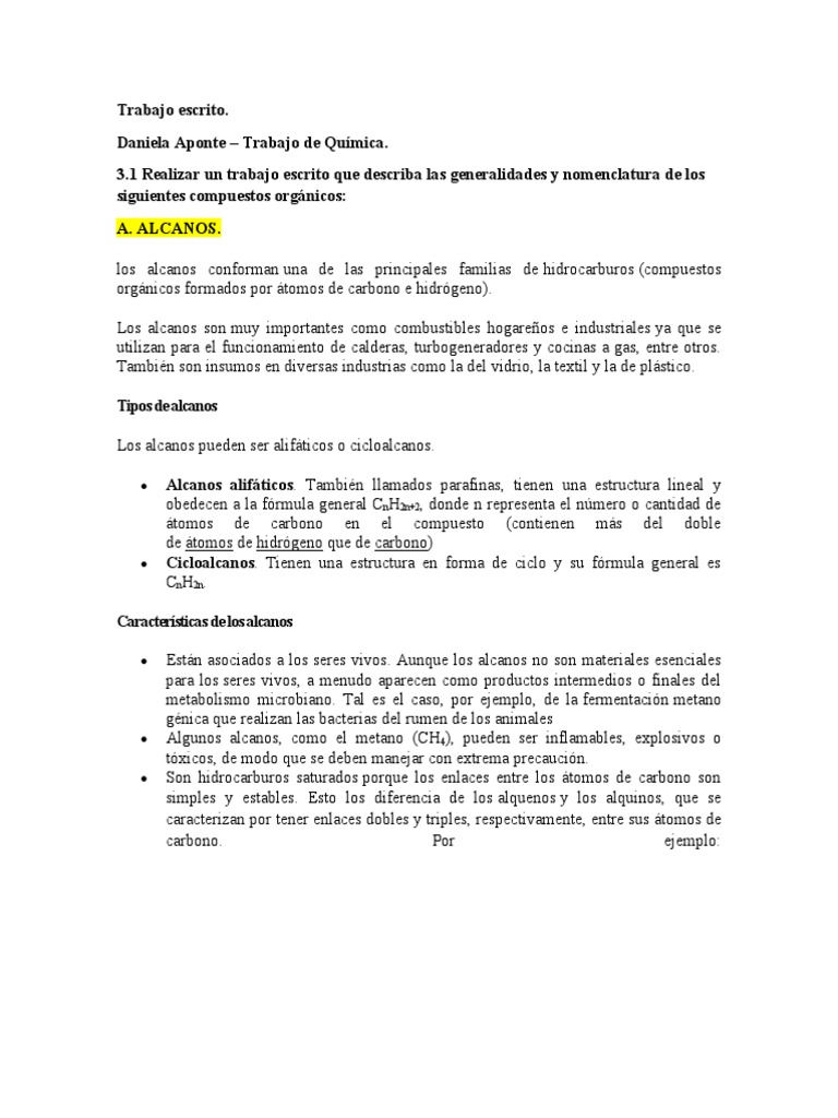 Daniela Aponte - Trabajo de Quimica | PDF | Alqueno | Cetona