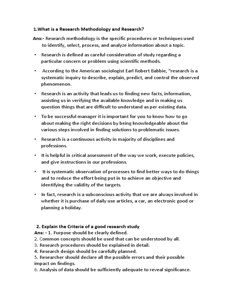 Research Methodology (QB With Answers) | PDF | Type I And Type Ii ...