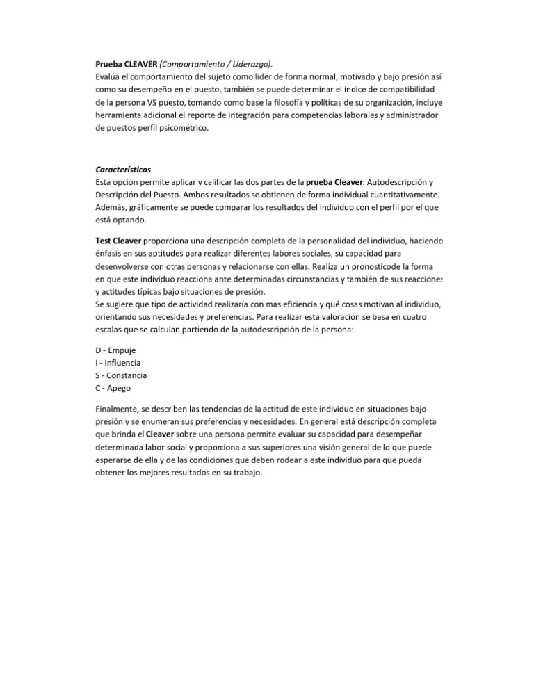 Prueba Cleaver | PDF