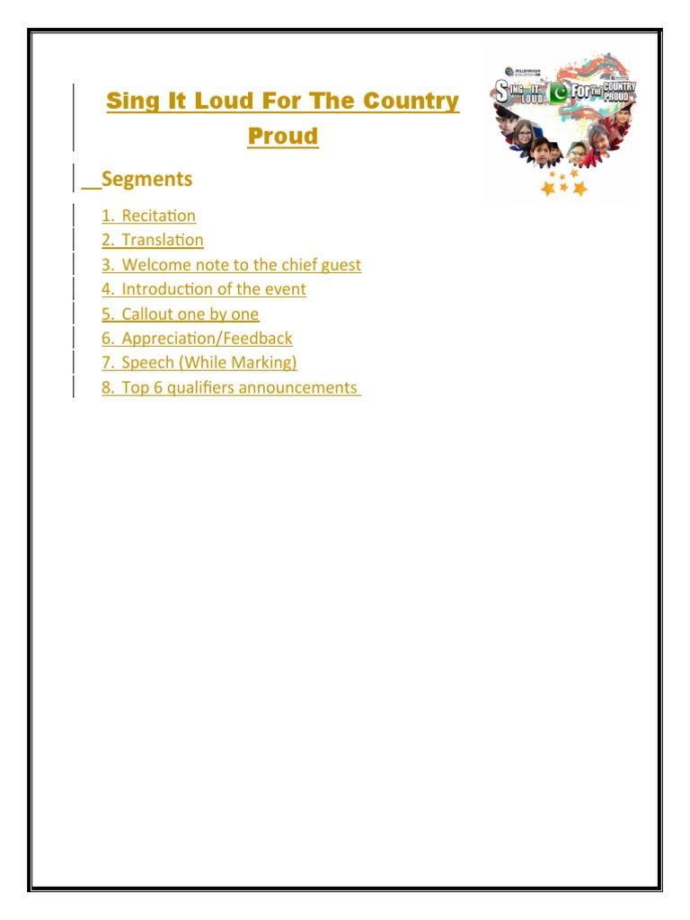 Sing It Loud For The Country Proud: Segments | PDF | Language Arts ...