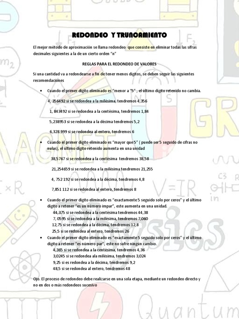 Redondeo y Truncamiento | PDF | Personajes importantes | Decimal