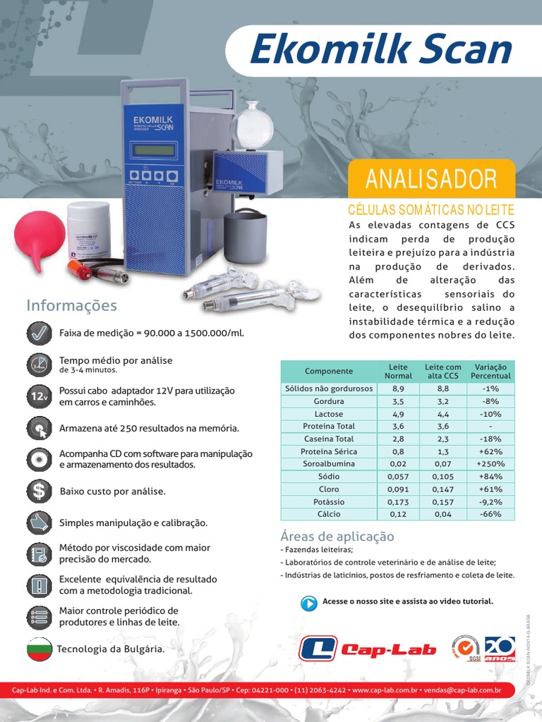Ekomilk Scan CCS | Download grátis PDF | Leite | Nutrição