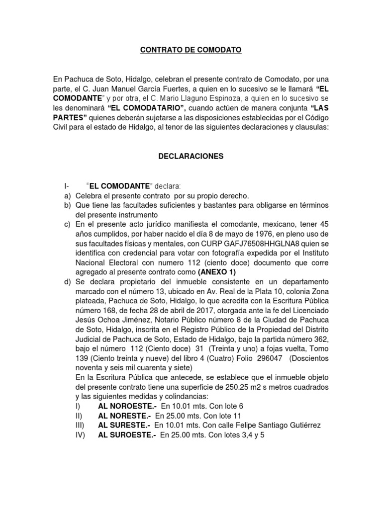 Contrato de Comodato | PDF