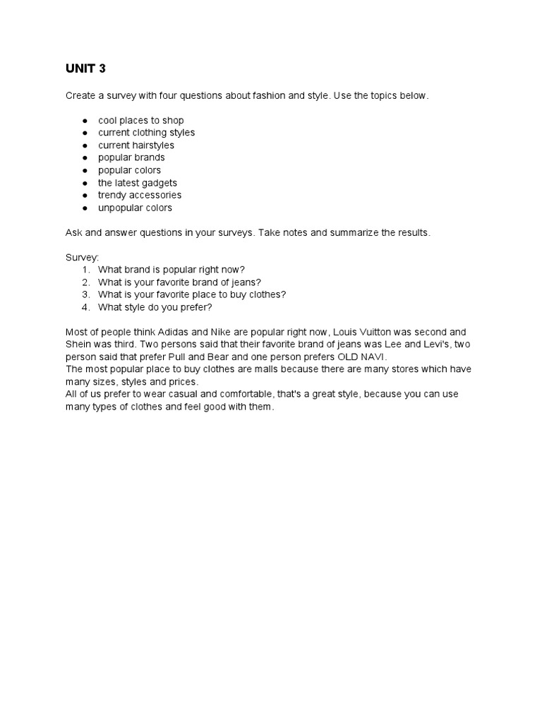 Writing - UNIT 3 3RD | PDF