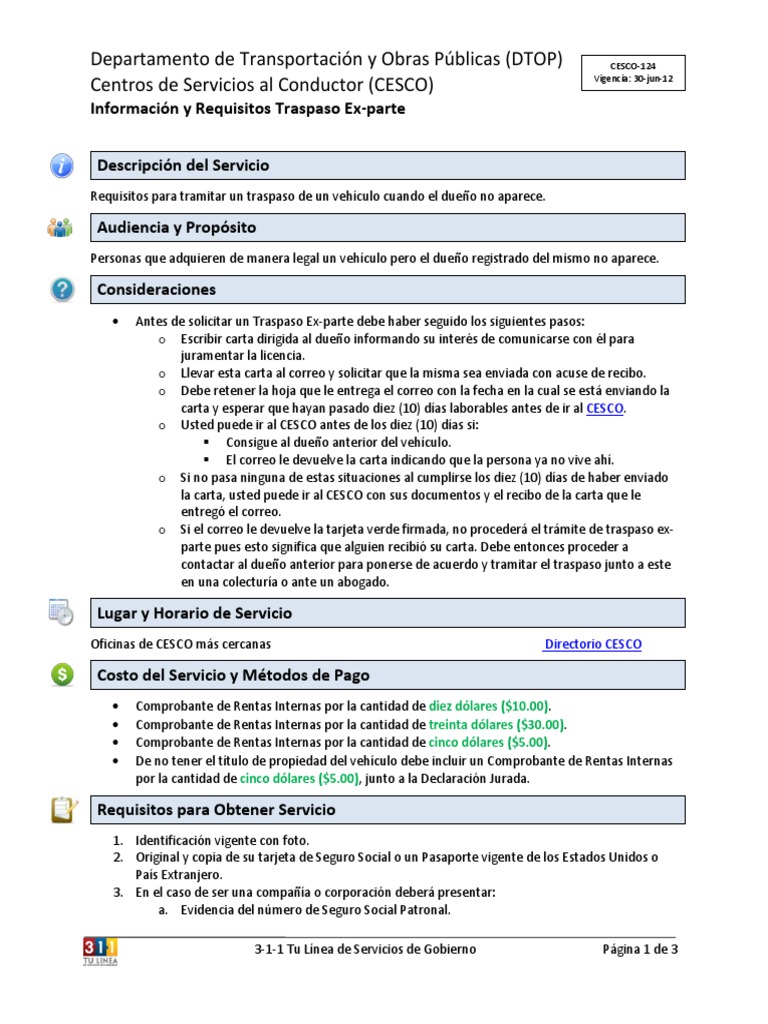 Requisitos para Traspaso Ex-parte en CESCO | PDF | Correo