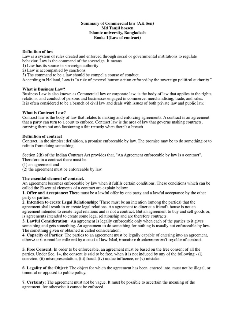 Business Law | PDF | Offer And Acceptance | Law Of Obligations