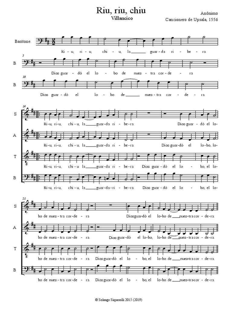 Riu Riu Chiu Partitura | PDF | Teología | Creencia religiosa y doctrina
