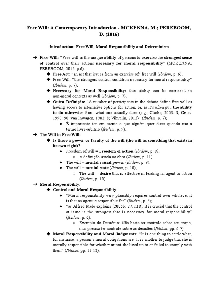 Free Will - A Contemporary Introduction - MCKENNA, M | PDF | Free Will ...