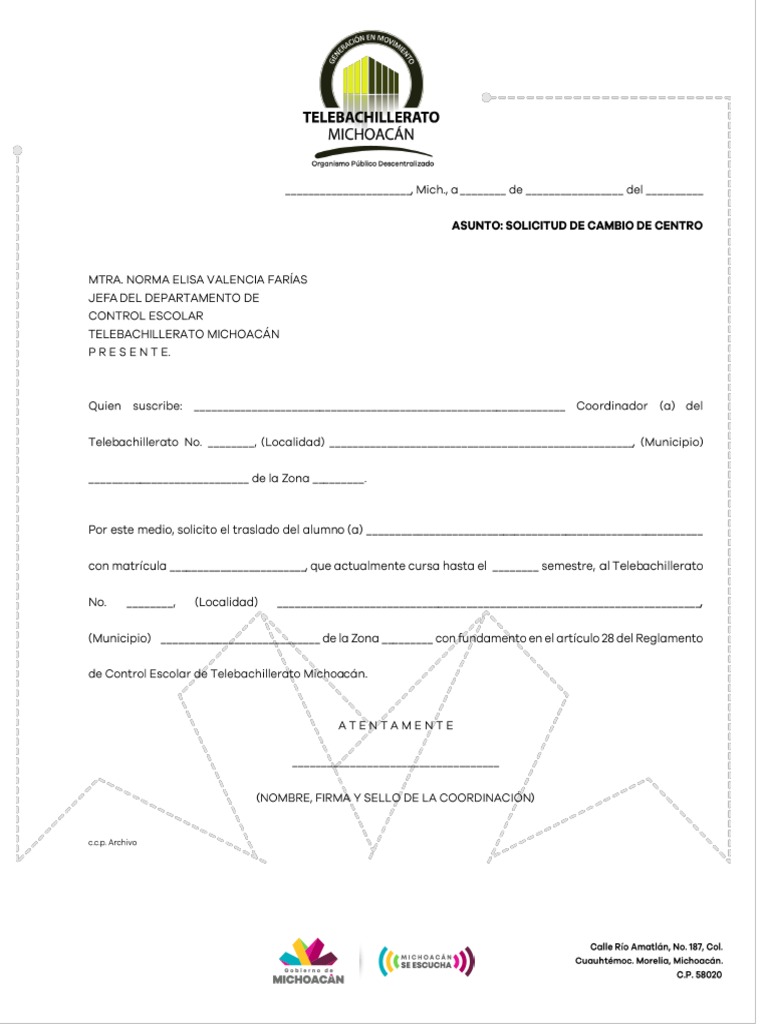Solicitud de cambio de centro | PDF