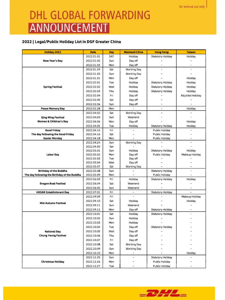 Vacaciones DHL | PDF | Secular Holidays | Traditions
