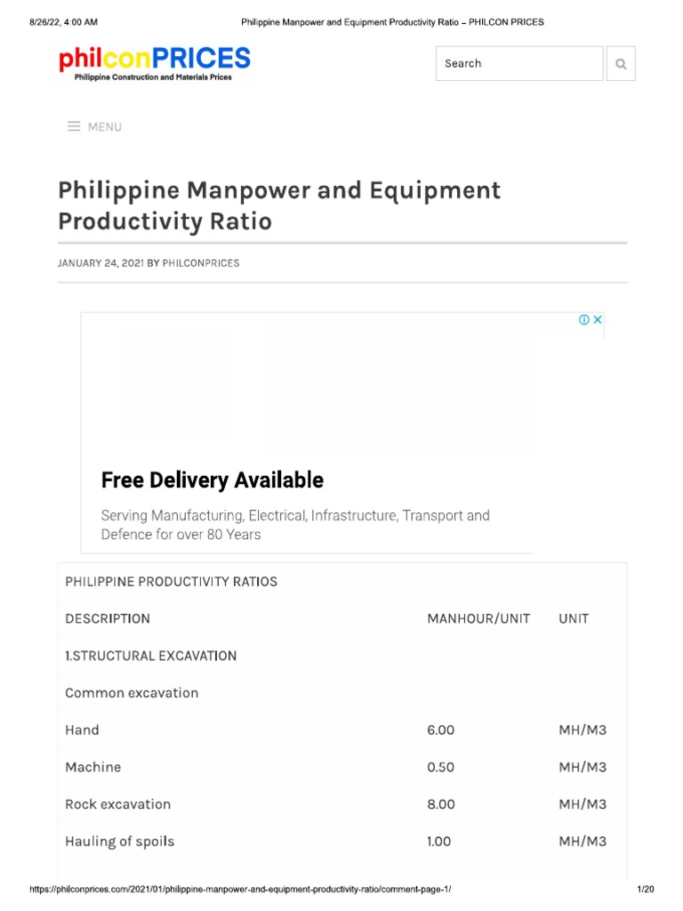 Estimate Manhour Per Unit | PDF