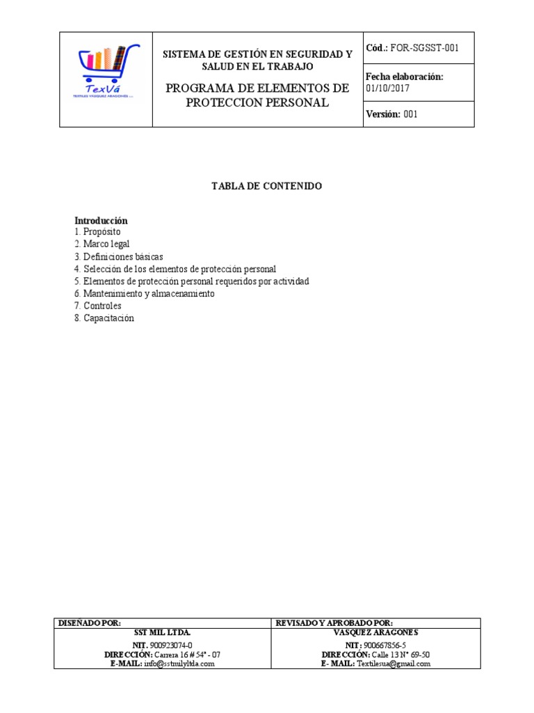 Programa de Epp | PDF | Administración de Seguridad y Salud Ocupacional | Seguridad y salud ...
