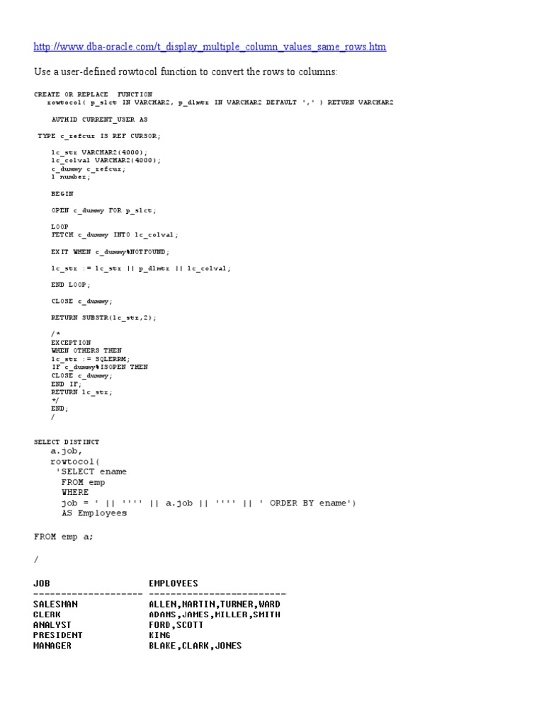 Oracle - Row To Column | PDF | Information Retrieval | Data