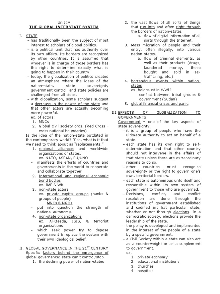 The Global Interstate System | PDF | Globalization | State (Polity)
