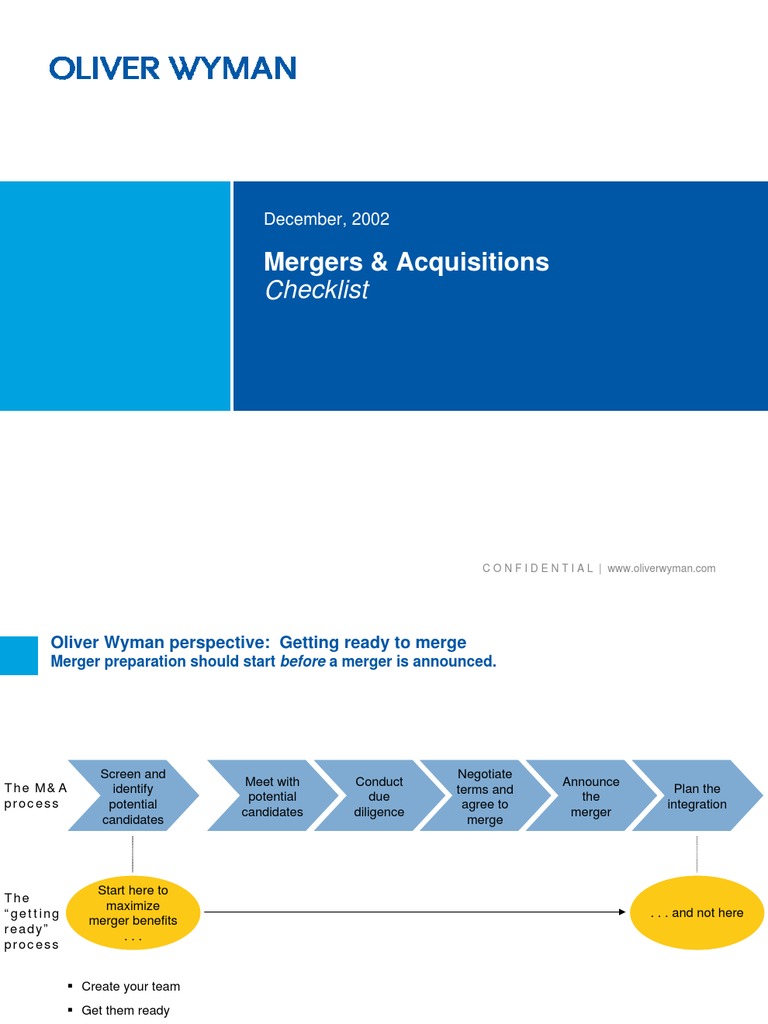 MA Checklist OW | Download Free PDF | Mergers And Acquisitions ...