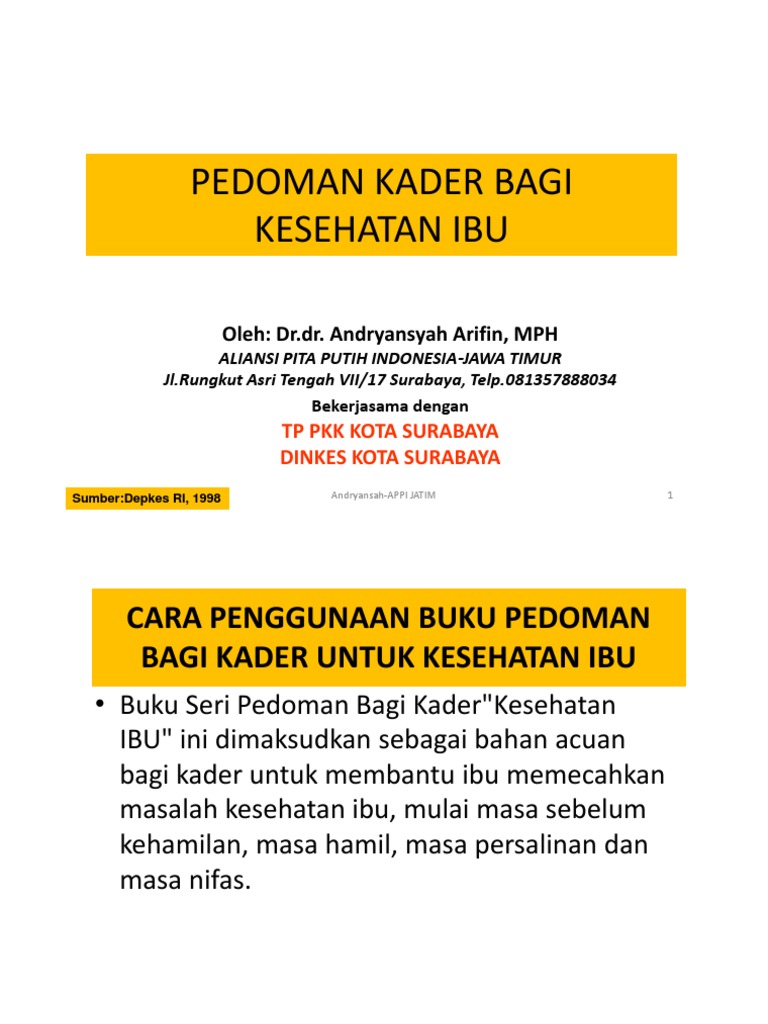 Pedoman Kader Kesehatan Ibu di Surabaya | PDF