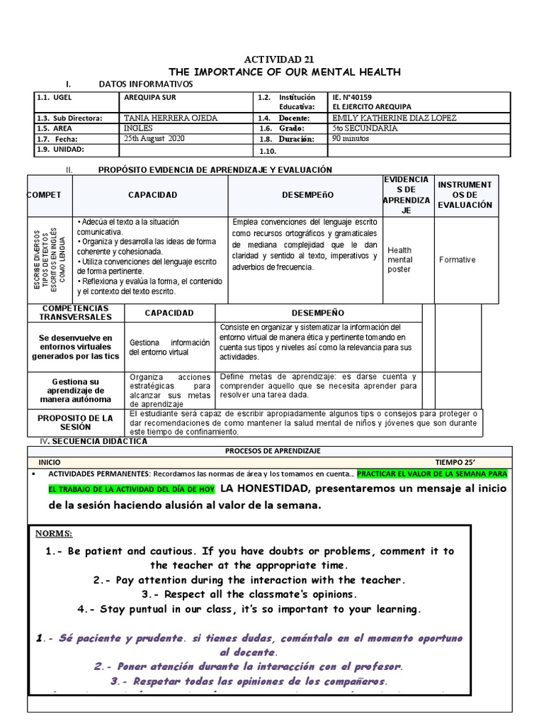 Act21-Ingles 5to | PDF | Aprendizaje | Comunicación humana