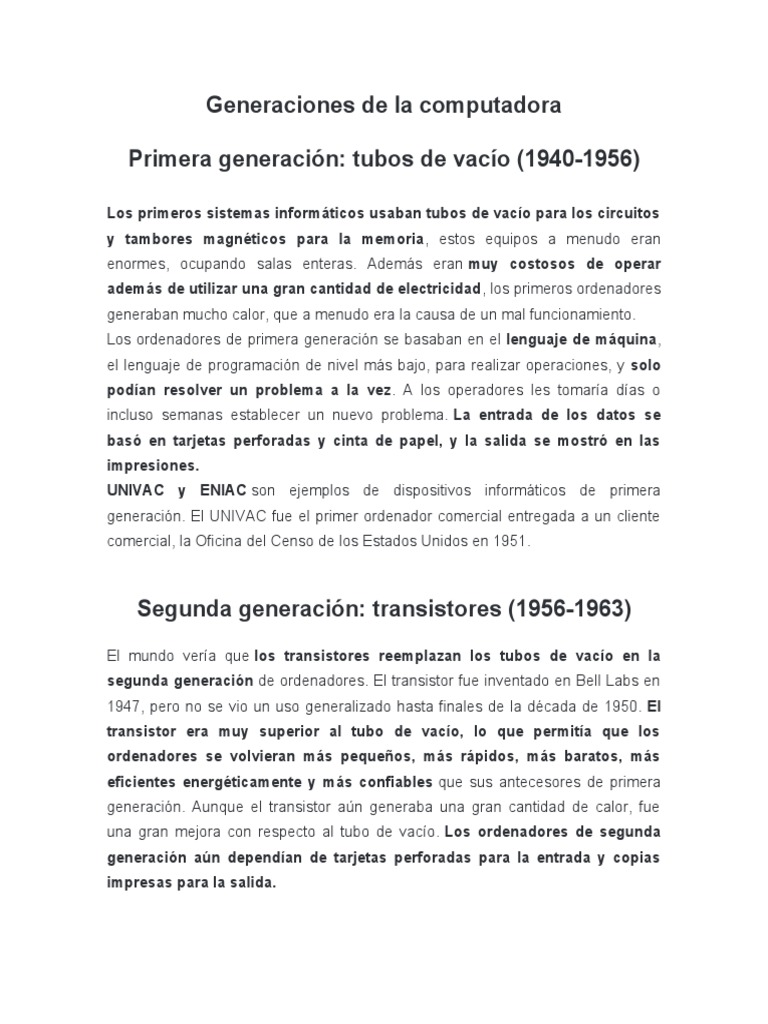 Generaciones de La Computadora Y Album | PDF | Hardware de la computadora | Circuito integrado