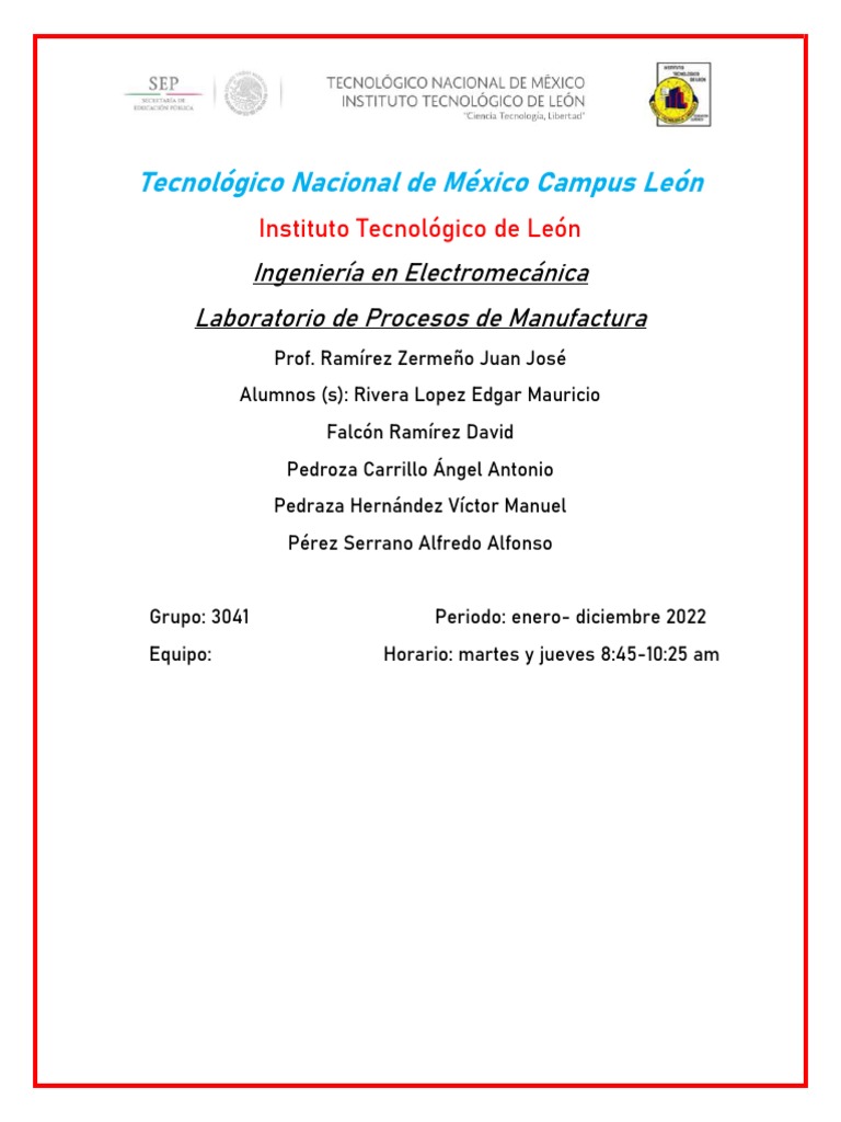 Practica 1 Procesos de Manufactura | PDF | Tornillo | Arandela (Hardware)