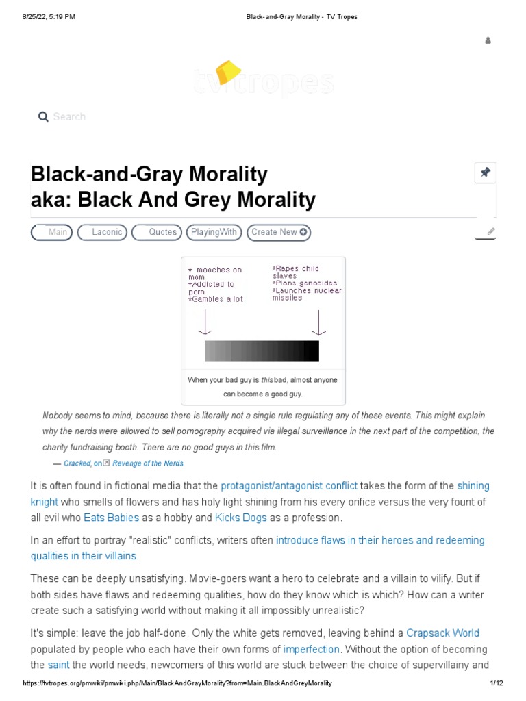 Black-and-Gray Morality - TV Tropes | PDF | Galactic Empire (Star Wars) | Evil