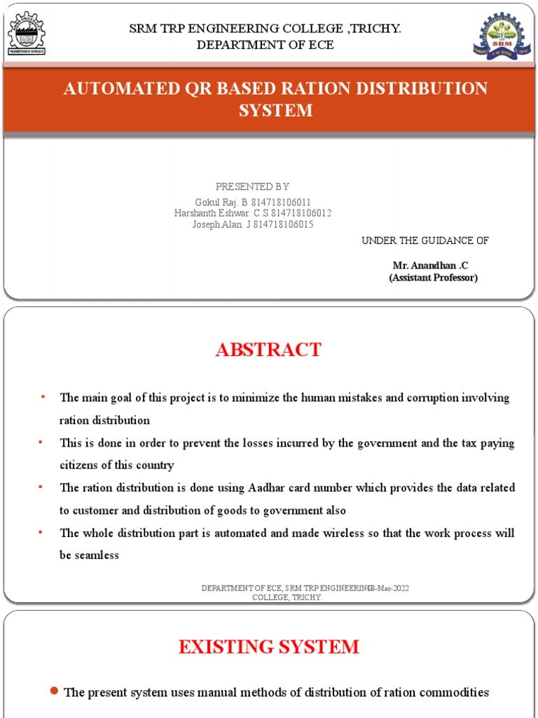Automated QR Based Ration Distribution System Using Aadhar Card Authentication | PDF ...