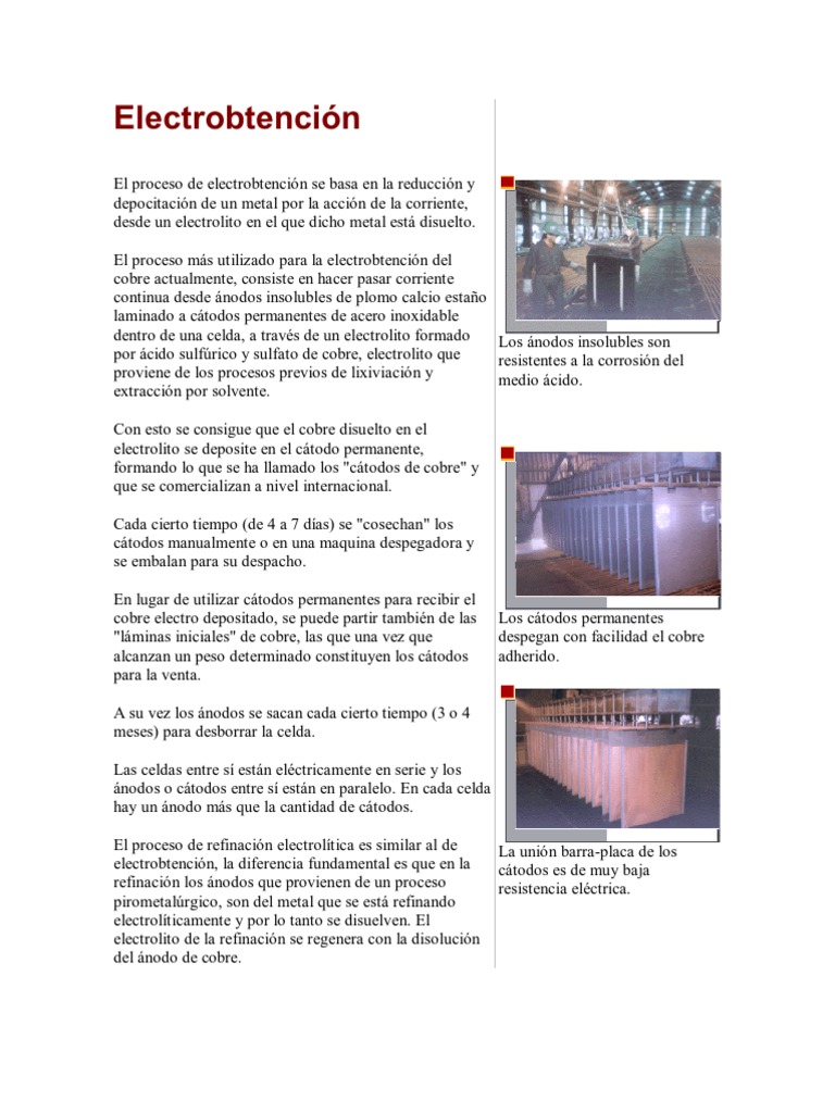 Proceso de electroobtención de cobre: descripción general del proceso ...