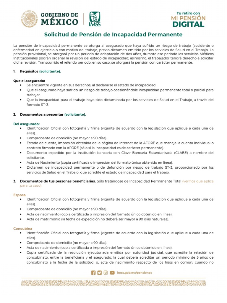 Solicitud de Pensión de Incapacidad Permanente | PDF | Certificado de nacimiento