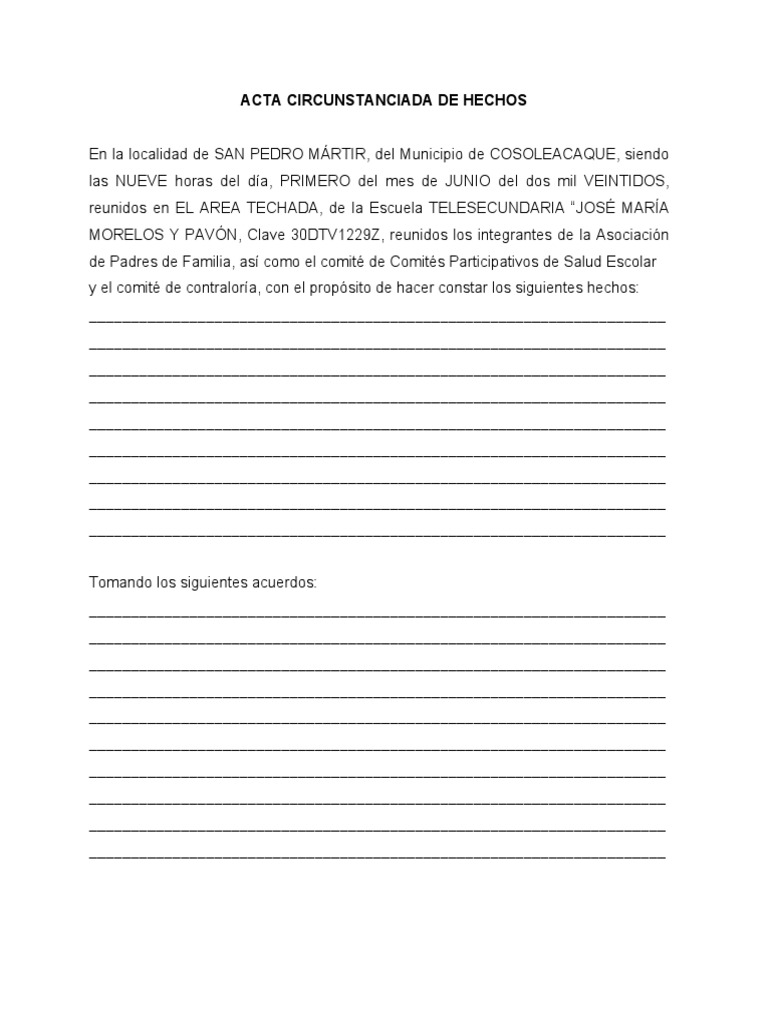 Acta Circunstanciada de Hechos | PDF Acta Circunstanciada de Hechos | PDF