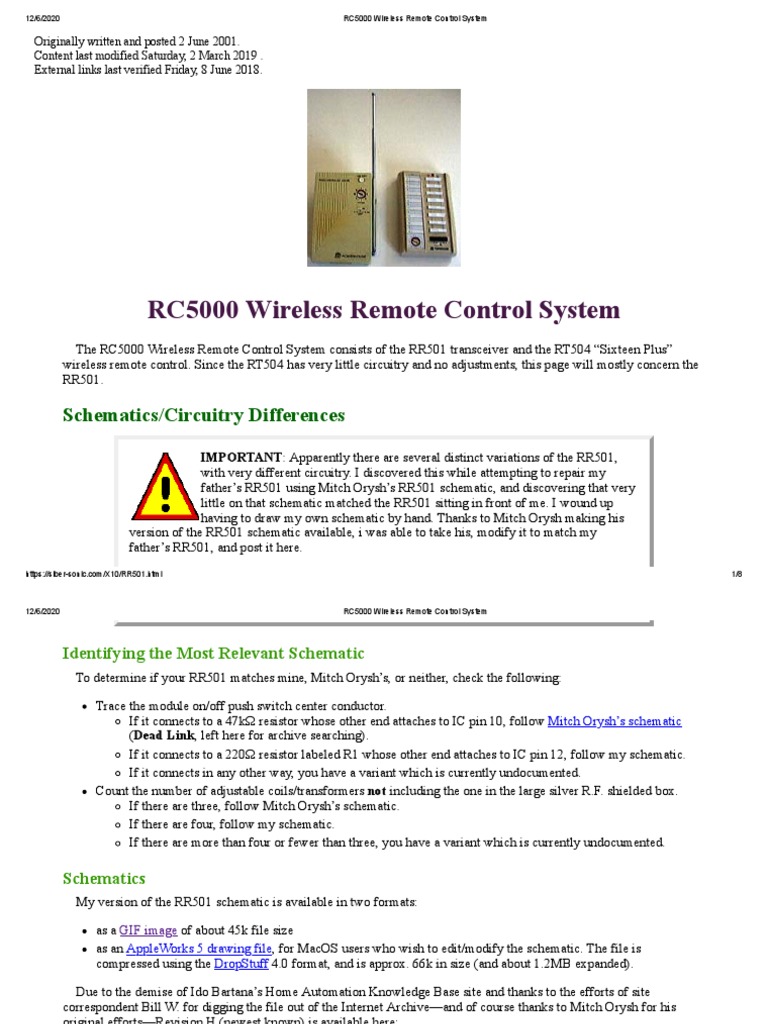 RC5000 Wireless Remote Control System | PDF | Capacitor | Amplitude