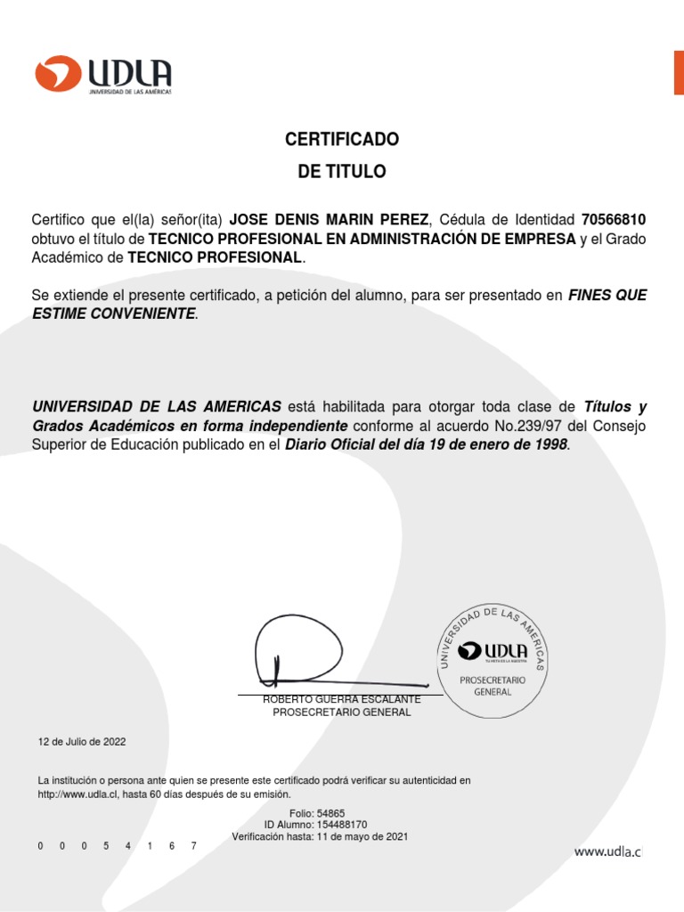 Tecnico Profesional Jose Denis | PDF