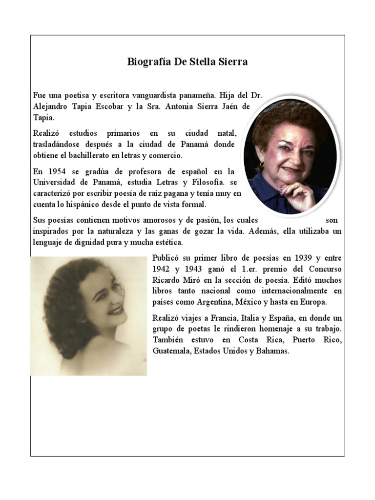 Biografía de Stella Sierra | PDF