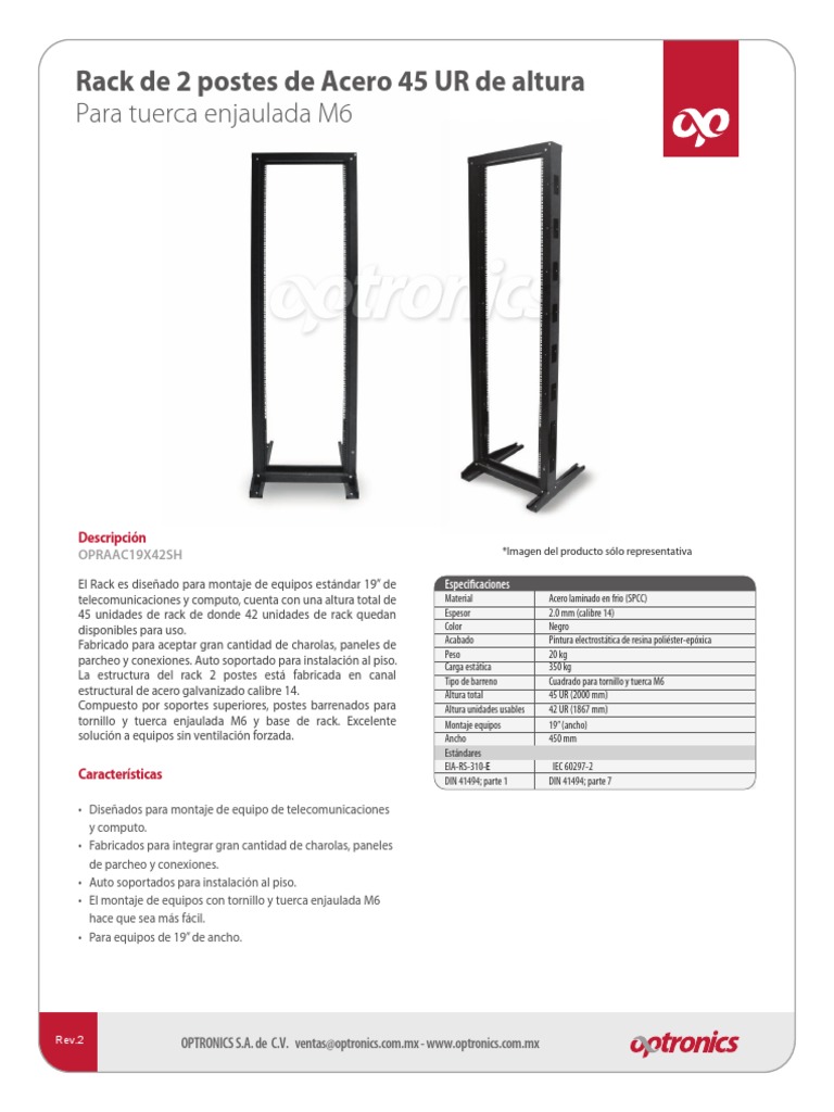 Rack de Dos Postes De42ur | PDF | Tornillo | Bienes manufacturados